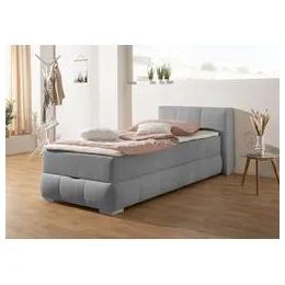 Guido Maria Kretschmer Home & Living Boxbett GUIDO MARIA KRETSCHMER HOME&LIVING "Chelles" Komplettbetten Gr. Struktur, Liegefläche B/L: 100 cm x 200 cm, Gewicht bis: 100 kg H3, 7-Zonen-Taschen-Federkernmatratze, grau inkl. Topper und Bettkasten