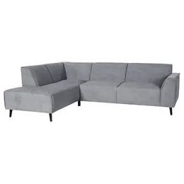 Ecksofa DOMO collection "Amora L-Form" Sofas Gr. B/H/T: 263cm x 81cm x 191cm, Chenille-Optik, Ottomane links, Mit Federkern, grau mit Federkern