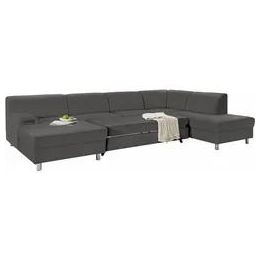 Wohnlandschaft Inosign "Jamie, U-Form" Sofas Gr. B/H/T: 308cm x 72cm x 80cm, Luxus-Kunstleder, Recamiere links, mit Bettfunktion, grau wahlweise mit Bettfunktion