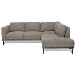 Ecksofa OTTO products "Fillin, L-Form" Sofas Gr. B/H/T: 247cm x 82cm x 205cm, Chenille, Ottomane rechts, braun (cappuccino) Struktur hergestellt aus recycelten PET-Flaschen und im Leinen-Mix