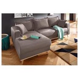 Ecksofa Home Affaire "Edina L-Form" Sofas Gr. B/H/T: 228cm x 83cm x 151cm, Baumwollmix, Ottomane links, braun auch in Baumwollmix-Bezug, im skandinavischem Stol