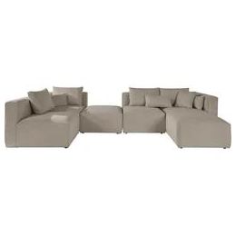 Guido Maria Kretschmer Home & Living Wohnlandschaft GUIDO MARIA KRETSCHMER HOME & LIVING "Comfine U-Form" Sofas Gr. B/H/T: 360 cm x 75 cm x 182 cm, Samtcord, Recamiere rechts, beige (dunkelbeige) zusammengesetzt aus Modulen, in 3 Stoffen und vielen Farben