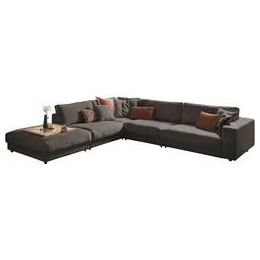 Ecksofa 3C Candy "Enisa II, bequem und komfortabel, großes Familiensofa, L-Form", grau (stone), B:365cm H:86cm T:322cm, 100% Polyester, Sofas, incl. 3 Flatterkissen, wahlweise mit Flecken-Schutz-Bezug Easy care