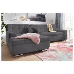 Ecksofa DOMO collection "Aversa L-Form" Sofas Gr. B/H/T: 267cm x 83cm x 178cm, Struktur, Recamiere links, mit Bettfunktion, schwarz (pepper) wahlweise mit Bettfunktion