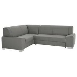 Ecksofa DOMO collection "Anzio L-Form" Sofas Gr. B/H/T: 259cm x 85cm x 191cm, Struktur fein, langer Schenkel rechts, Ohne Funktion-Mit Federkern, grau (steel-grau) Wahlweise mit Bettfunktion und Federkern