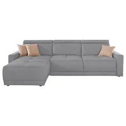 Ecksofa DOMO collection "Ava L-Form" Sofas Gr. B/H/T: 262cm x 84cm x 167cm, Struktur fein, Recamiere links, ohne Funktion, grau mit Recamiere, Federkern wahlweise Kopfteilverstellungen