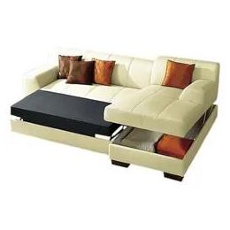 Ecksofa Home Affaire "Falk L-Form" Sofas Gr. B/H/T: 262 cm x 77 cm x 159 cm, Luxus-Microfaser, Recamiere rechts, mit Bettfunktion, beige (creme) mit Federkern und wahlweise Bettfunktion