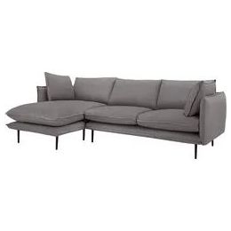 Ecksofa Inosign "Somba L-Form", grau (hellgrau), B:255cm H:88cm T:103cm, Struktur fein (100% Polyester), Filzoptik (100% Polester), Sofas, mit dickem Keder, Ottomane wahlweise links oder rechts