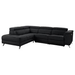 Ecksofa Places of Style "Pirlo, L-Form" Sofas Gr. B/H/T: 280cm x 80cm x 238cm, Leder-Kunstleder, Ottomane links, schwarz mit einem elektrischem Relaxfunktion und Kopfteilverstellung