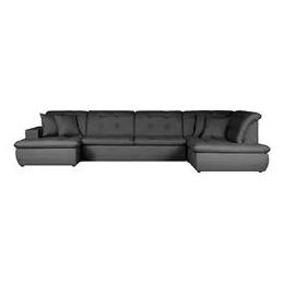 Wohnlandschaft Inosign "BRISBANE NEU U-Form" Sofas Gr. B/H/T: 380cm x 83cm x 202cm, Struktur, Recamiere links, grau (anthrazit) mit feiner Steppung, Matten-Optik, incl. Zierkissen