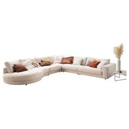 Ecksofa 3C Candy "Enisa II L-Form" Sofas Gr. B/H/T: 395cm x 86cm x 225cm, Flachgewebe, langer Schenkel links, beige (nature) incl. 3 Flatterkissen, wahlweise mit Flecken-Schutz-Bezug Easy care