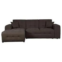 Ecksofa Home Affaire "Nosia L-Form" Sofas Gr. B/H/T: 234cm x 85cm x 163cm, Material, Recamiere links, grau (anthrazit) incl. 2 Zierkissen, mit feiner Steppung