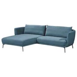 Schöner Wohnen Ecksofa SCHÖNER WOHNEN-KOLLEKTION "Pearl - 5 Jahre Hersteller-Garantie, auch in Bouclé L-Form" Sofas Gr. B/H/T: 270cm x 71cm x 160cm, Velours, Longchair links, blau (blaugrau) Maße (BHT): 27071160 cm, Füße Metall