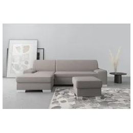 Ecksofa DOMO collection "Anzio L-Form" Sofas Gr. B/H/T: 271cm x 85cm x 160cm, Feinstruktur, Recamiere links, Ohne Funktion-Mit Federkern, braun (schlamm) wahlweise mit Bettfunktion und Federkern