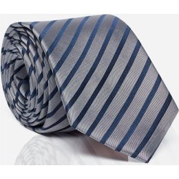MONTI Krawatte LUCIO aus 100 % feinster Seide mit Streifenmuster und edlem Glanz, grau