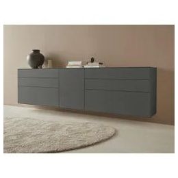 Sideboard LeGer Home by Lena Gercke "Essentials" Sideboards Gr. B/H/T: 279cm x 74cm x 42cm, 6 St., grau (anthrazit) Breite: 279cm, MDF lackiert, Push-to-open-Funktion