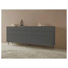 Sideboard LeGer Home by Lena Gercke "Essentials" Sideboards Gr. B/H/T: 224cm x 90cm x 42cm, 6 St., grau (anthrazit) Breite: 224cm, MDF lackiert, Push-to-open-Funktion