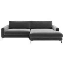 Ecksofa Inosign "Downtown, B/T/H: 272/190/84 cm L-Form" Sofas Gr. B/H/T: 272cm x 84cm x 190cm, Chenille-Struktur, Recamiere rechts, grau (anthrazit) weicher Sitzkomfort auch in Cord und Bouclé, incl. Zierkissen