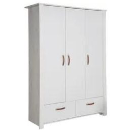 Kleiderschrank Roba "Mila, 3-türig, Kinderkleiderschrank" Gr. T: 53cm, 3 St., weiß (eiche gekalkt/lichtgrau) Baby Schränke