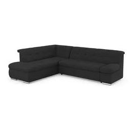 Ecksofa DOMO collection "Mona L-Form" Sofas Gr. B/H/T: 271cm x 80cm x 213cm, Feinstruktur, Ottomane links, mit Bettfunktion-mit Armlehnenfunktion, grau (anthrazit) wahlweise mit Bett- und Armlehnfunktion