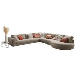 Ecksofa 3C Candy "Enisa II L-Form" Sofas Gr. B/H/T: 225cm x 86cm x 395cm, Samtoptik, langer Schenkel rechts, beige (sand) incl. 3 Flatterkissen, wahlweise mit Flecken-Schutz-Bezug Easy care