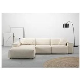 Ecksofa Andas "Glimminge auch in Breitcord, Feincord, Bouclé + Easy care-Bezug" Sofas Gr. B/H/T: 294cm x 71cm x 191cm, Chenille-Struktur, Recamiere links, beige (natur) L-Form, Breite 294, Zierkissen