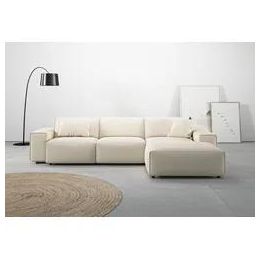 Ecksofa Andas "Glimminge auch in Breitcord, Feincord, Bouclé + Easy care-Bezug" Sofas Gr. B/H/T: 294cm x 71cm x 191cm, Chenille-Struktur, Recamiere rechts, beige (natur) L-Form, Breite 294, Zierkissen