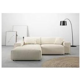 Ecksofa Andas "Glimminge L-Form auch in Breitcord, Feincord + Easy care-Bezug" Sofas Gr. B/H/T: 234cm x 71cm x 191cm, Chenille-Struktur, Ottomane links, beige (natur) Breite 234, Zierkissen