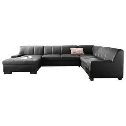 Wohnlandschaft DOMO collection "Norma Top U-Form" Sofas Gr. B/H/T: 328cm x 77cm x 90cm, Kunstleder SOFTLUX, Recamiere links, ohne Bettfunktion, schwarz wahlweise mit Bettfunktion