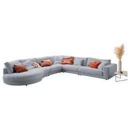 Ecksofa 3C Candy "Enisa II L-Form" Sofas Gr. B/H/T: 395cm x 86cm x 225cm, Struktur, langer Schenkel links, blau (light, blau) incl. 3 Flatterkissen, wahlweise mit Flecken-Schutz-Bezug Easy care