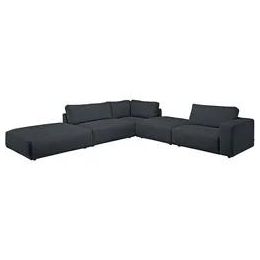 Ecksofa Gallery M BRANDED BY MUSTERRING "LUCIA L-Form" Sofas Gr. B/H/T: 340cm x 81cm x 346cm, Flachgewebe FLORIS, Recamiere rechts, Standardnaht-Zweinadelnaht, grau (anthrazit floris) in vielen Qualitäten und 4 verschieden Nähten