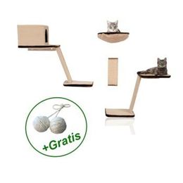 Rohrschneider Katzen Kletterwand 8-teilig mit Gratis-Spielballset