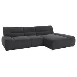 Ecksofa DOMO collection "Cesena L-Form" Sofas Gr. B/H/T: 288cm x 81cm x 175cm, Struktur fein, Recamiere rechts, mit Wellenunterfederung, grau (anthrazit)