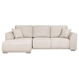 Ecksofa Inosign "Beatrice L-Form" Sofas Gr. B/H/T: 265cm x 86cm x 170cm, Cord, Ottomane links, ohne Bettfunktion-ohne Bettkasten, beige (creme) wahlweise auch mit Bettfunktion und Bettkasten