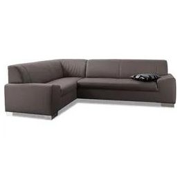 Ecksofa DOMO collection "Alisson L-Form" Sofas Gr. B/H/T: 249cm x 75cm x 181cm, Luxus-Kunstleder, langer Schenkel rechts, ohne Bettfunktion, braun wahlweise mit Bettfunktion