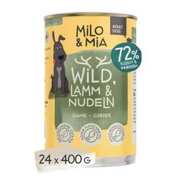 Milo & Mia Wild, Lamm & Nudeln 24x400 g
