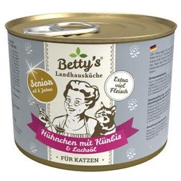 Betty's Landhausküche SENIOR Hühnchen mit Kürbis & Lachsöl 6x 200g für Katze