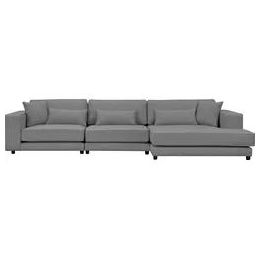 Ecksofa OTTO products "Grenette L-Form" Sofas Gr. B/H/T: 326cm x 77cm x 154cm, Struktur (recyceltes Polyester), Ottomane rechts, grau (anthrazit) Modulsofa, im Baumwoll-Leinenmix oder aus recycelten Stoffen