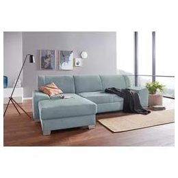 Ecksofa DOMO collection "Anzio L-Form" Sofas Gr. B/H/T: 271cm x 85cm x 160cm, Struktur fein, Recamiere links, Ohne Funktion-Mit Federkern, grün (mint) wahlweise mit Bettfunktion und Federkern