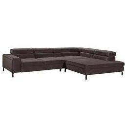 Ecksofa "Felicia Due L-Form", braun (braun, schwarz), B:312cm H:82cm T:218cm, Gallery M BRANDED BY MUSTERRING, Sofas, Wahlweise mit Sitzvorzug, inkl. Kopfteilverstellung, Sitzhöhe 43 cm