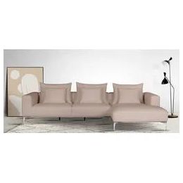 Guido Maria Kretschmer Home & Living Ecksofa GUIDO MARIA KRETSCHMER HOME & LIVING "JANTE L-Form" Sofas Gr. B/H/T: 332cm x 85cm x 175cm, Bouclé, Recamiere rechts, rosa wahlweise Recamiere links oder rechts, mit Chromfüßen