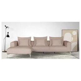 Guido Maria Kretschmer Home & Living Ecksofa GUIDO MARIA KRETSCHMER HOME & LIVING "JANTE L-Form" Sofas Gr. B/H/T: 332cm x 85cm x 175cm, Bouclé, Recamiere links, rosa wahlweise Recamiere links oder rechts, mit Chromfüßen