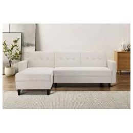 Ecksofa DOREL HOME "Hartford II" Sofas Gr. B/H/T: 213cm x 83cm x 154cm, Cord, Recamiere beidseitig montierbar, beige (creme) mit Bettfunktion und Stauraum, Recamiere beidseitig montierbar