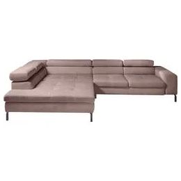 Ecksofa Gallery M BRANDED BY MUSTERRING "Felicia Due L-Form" Sofas Gr. B/H/T: 312cm x 69cm x 216cm, Feincord, mega-Recamiere links, ohne Sitzvorzug, rosa (altrosa) Wahlweise mit Sitzvorzug, inkl. Kopfteilverstellung, Sitzhöhe 40 cm