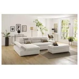 Ecksofa Inosign "Avesa L-Form" Sofas Gr. B/H/T: 300cm x 80cm x 172cm, Struktur weich, Longchair links, ohne Armteilverstellung-ohne Schlaffunktion, beige (creme) Wahlweise mit Armteilvertsellung und Bettfunktion, BTH: 30017280cm