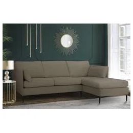 Ecksofa LEONIQUE "Light L-Form" Sofas Gr. B/H/T: 235cm x 83cm x 163cm, Struktur weich, Recamiere rechts, beige (natur) inklusive loser Zierkissen, mit schmalen Armlehnen und Teleskopfüßen