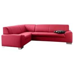 Ecksofa DOMO collection "Alisson L-Form" Sofas Gr. B/H/T: 249cm x 75cm x 181cm, Kunstleder SOFTLUX, langer Schenkel rechts, mit Bettfunktion, rot wahlweise mit Bettfunktion