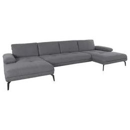 Wohnlandschaft Andas "Stenlille U-Form" Sofas Gr. B/H/T: 374cm x 83cm x 162cm, Struktur weich, gleichschenklig, grau (anthrazit) incl. Sitztiefen-, Kopfteil- und Armteilverstellung