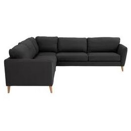 Ecksofa Home Affaire "MARSEILLE 278/278 cm, L-Form" Sofas Gr. B/H/T: 278 cm x 88 cm x 278 cm, Filzoptik, gleichschenklig, grau (anthrazit) gleichschenklig, aus Eiche-Massivholz Beinen, verschiedene Bezüge