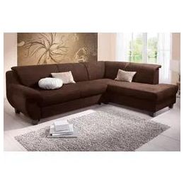 Ecksofa Home Affaire "Yesterday L-Form" Sofas Gr. B/H/T: 254cm x 80cm x 186cm, Microfaser MELROSE, Ottomane rechts, ohne Bettfunktion, braun (mocca) wahlweise mit Bettfunktion, auch in Cord